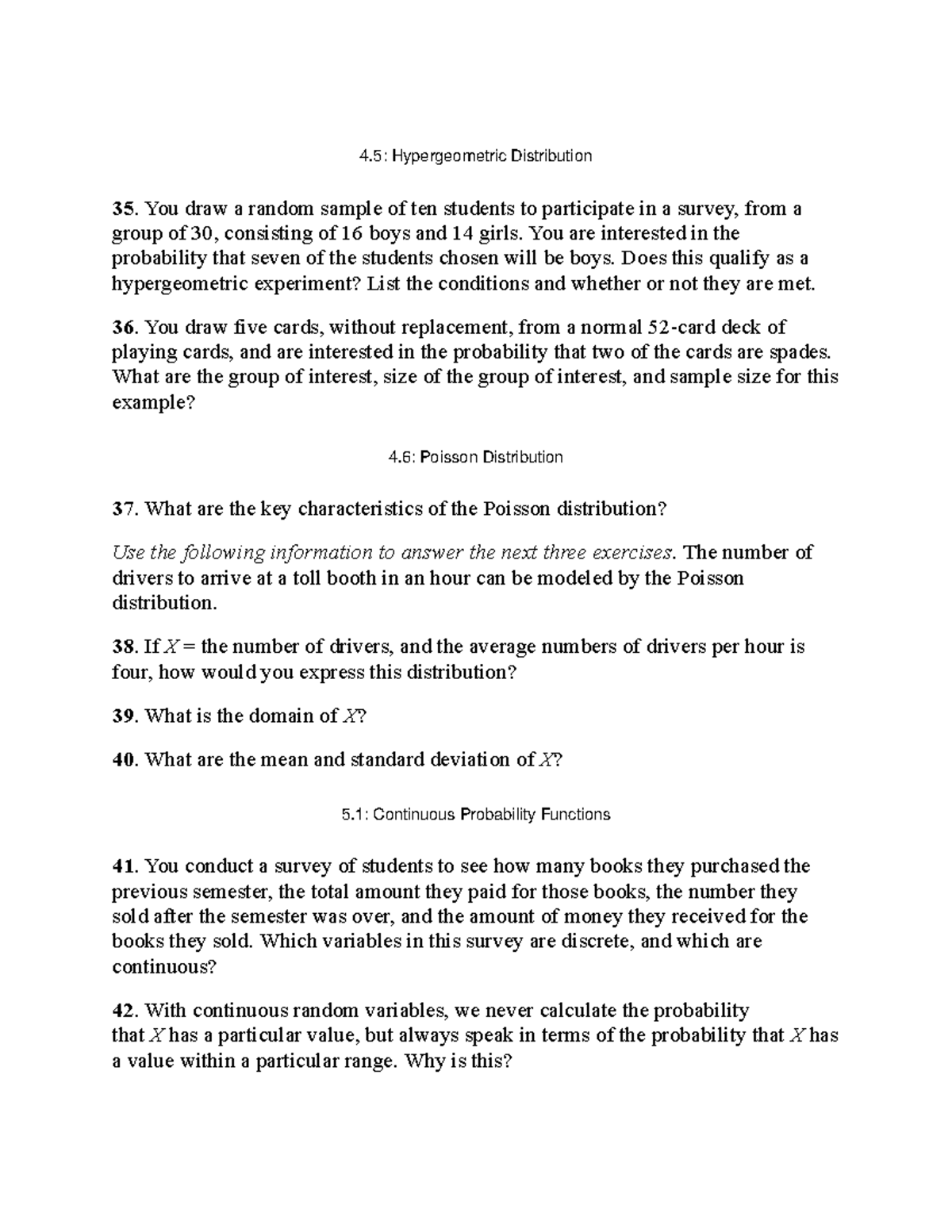 Stat 8 - Past exam - example - 4: Hypergeometric Distribution You draw ...