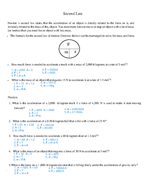 Calculating Force Worksheet - Name: Period: Date: CALCULATING FORCE ...