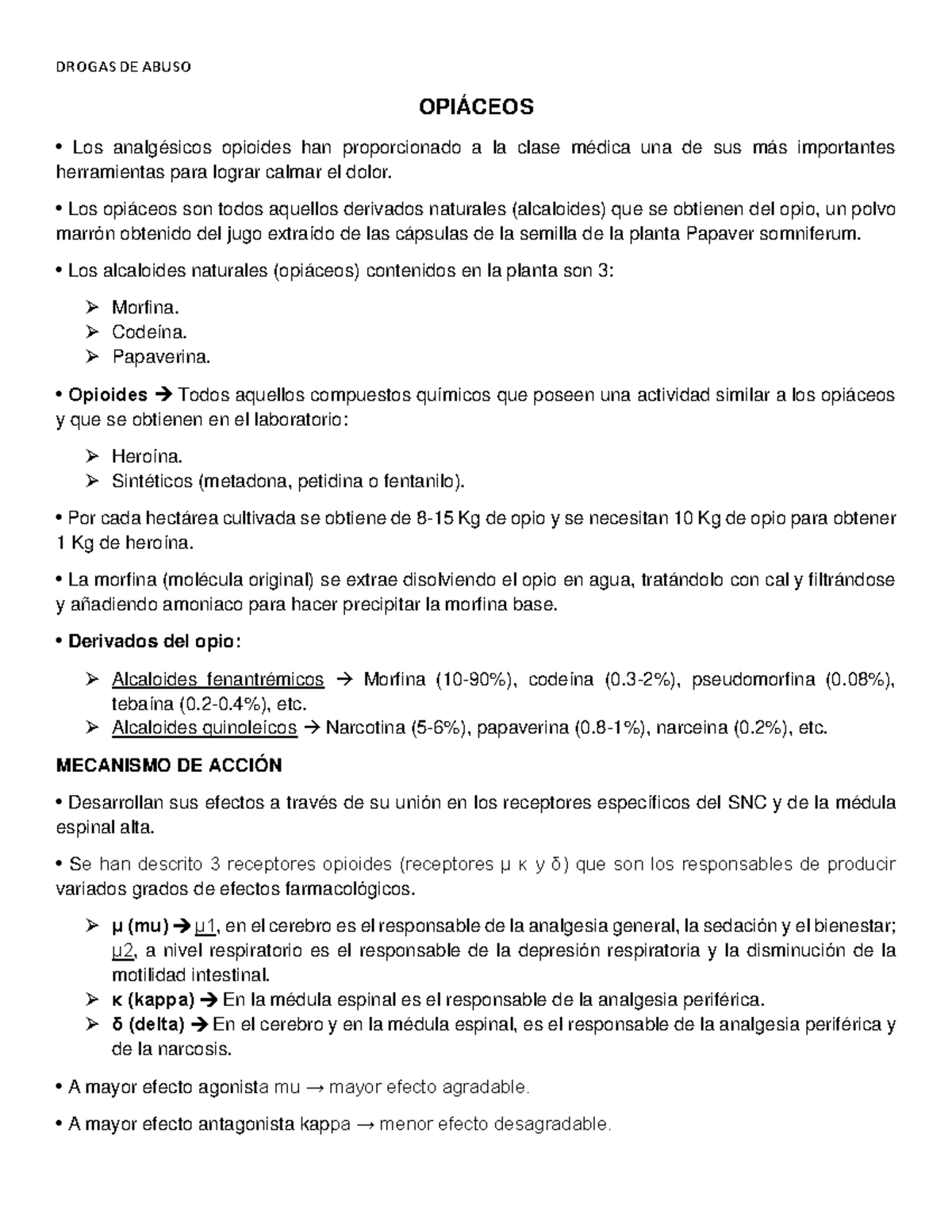 Drogas - Opiáceos - ....... - Warning: TT: undefined function: 32 OPIÁCEOS Los analgésicos ...