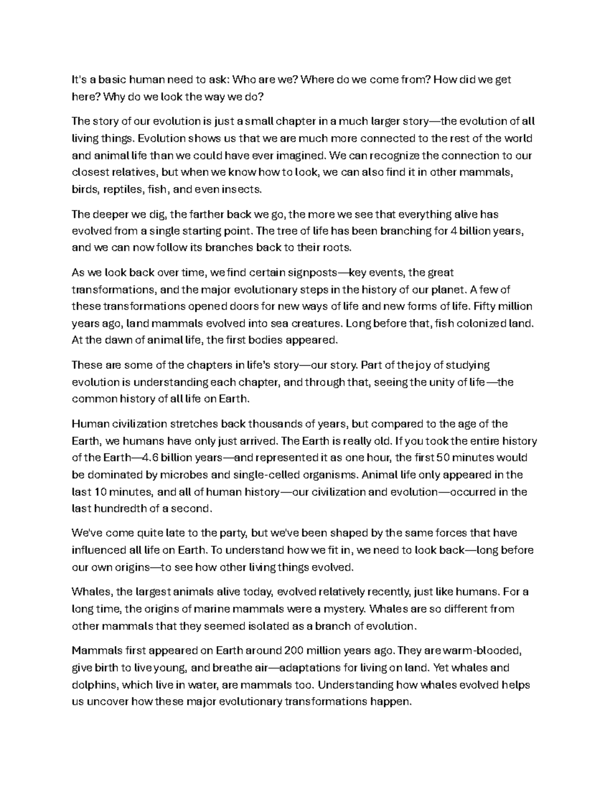 Evolution documentary - It's a basic human need to ask: Who are we? Where do we come from? How ...