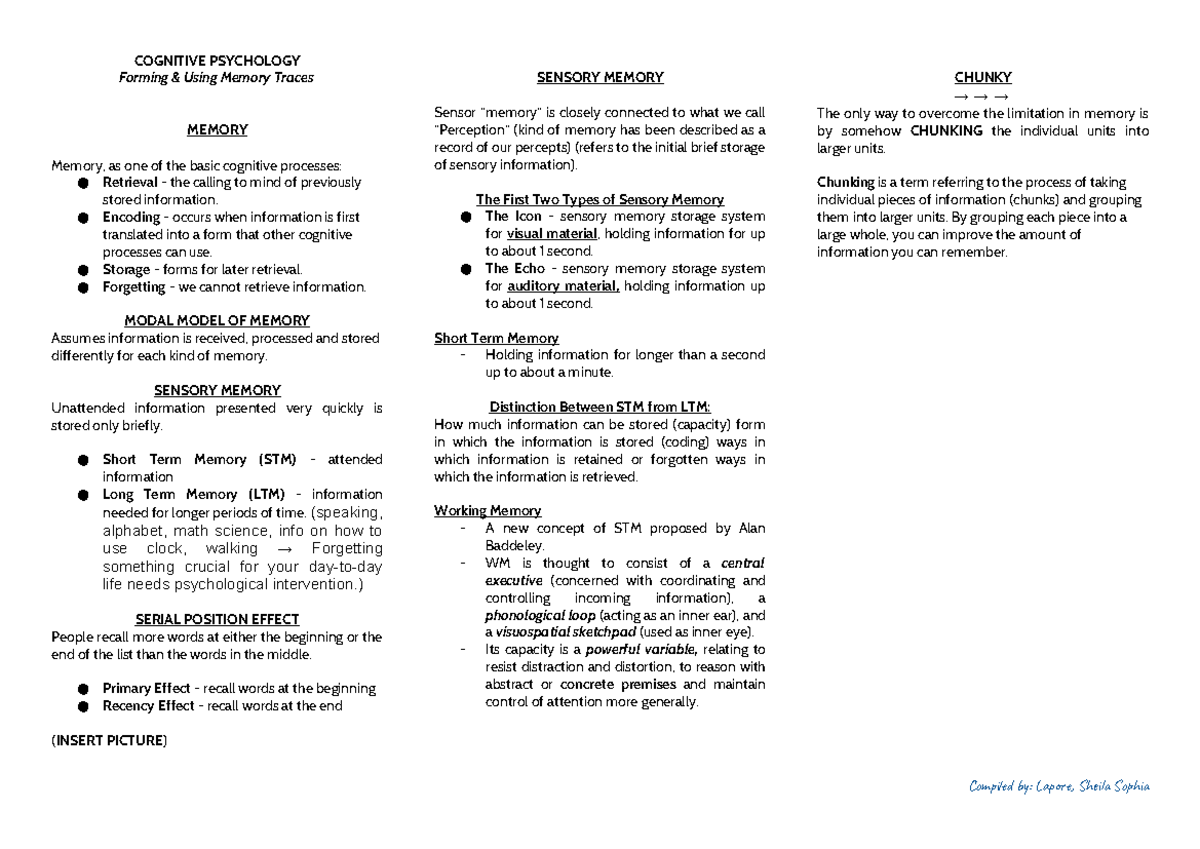 4. Forming & Using Memory Traces - COGNITIVE PSYCHOLOGY Forming & Using Memory Traces MEMORY ...
