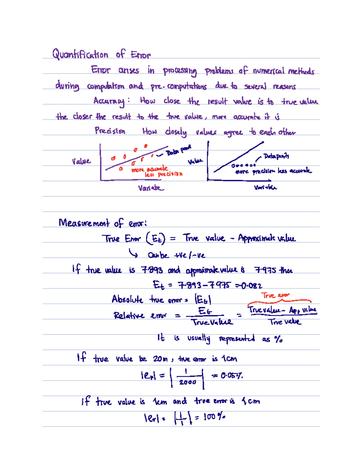 Comp Math Lec2 - Lecture notes 8 - Quantification of Errors Error ...
