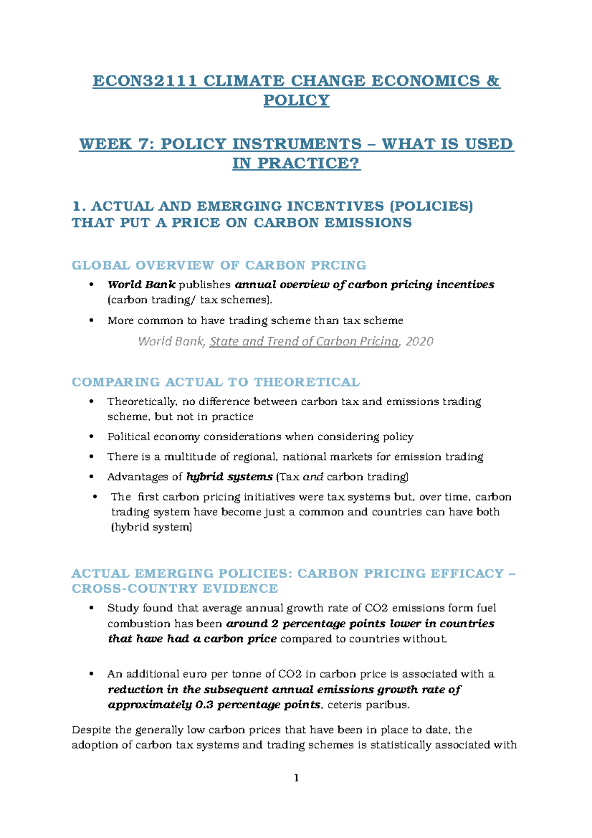 Policy Instruments for Emission Reduction - ECON32111 CLIMATE CHANGE ...