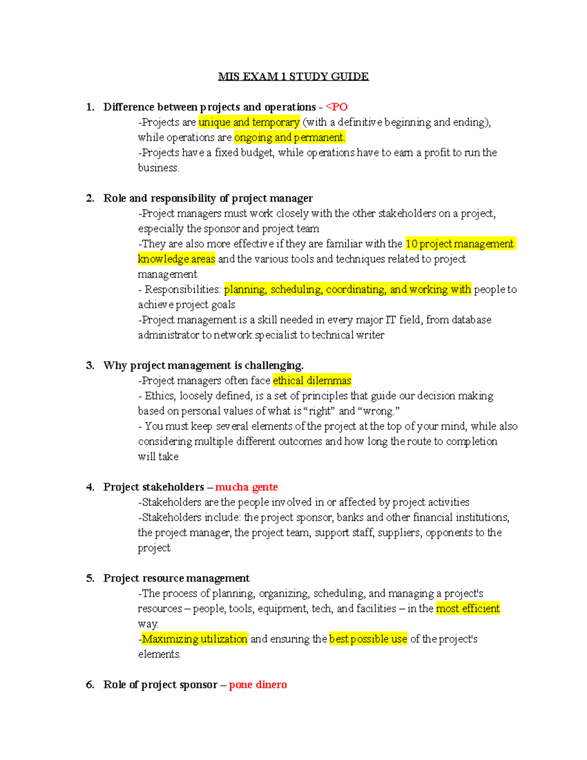 MIS EXAM 1 Study Guide - MIS EXAM 1 STUDY GUIDE Difference between ...
