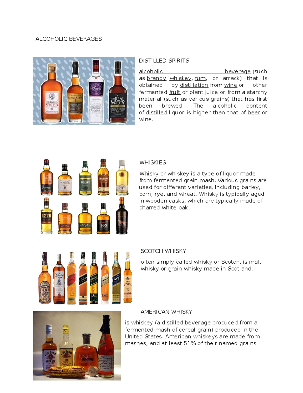 Alcoholic Beverages - ALCOHOLIC BEVERAGES DISTILLED SPIRITS alcoholic ...