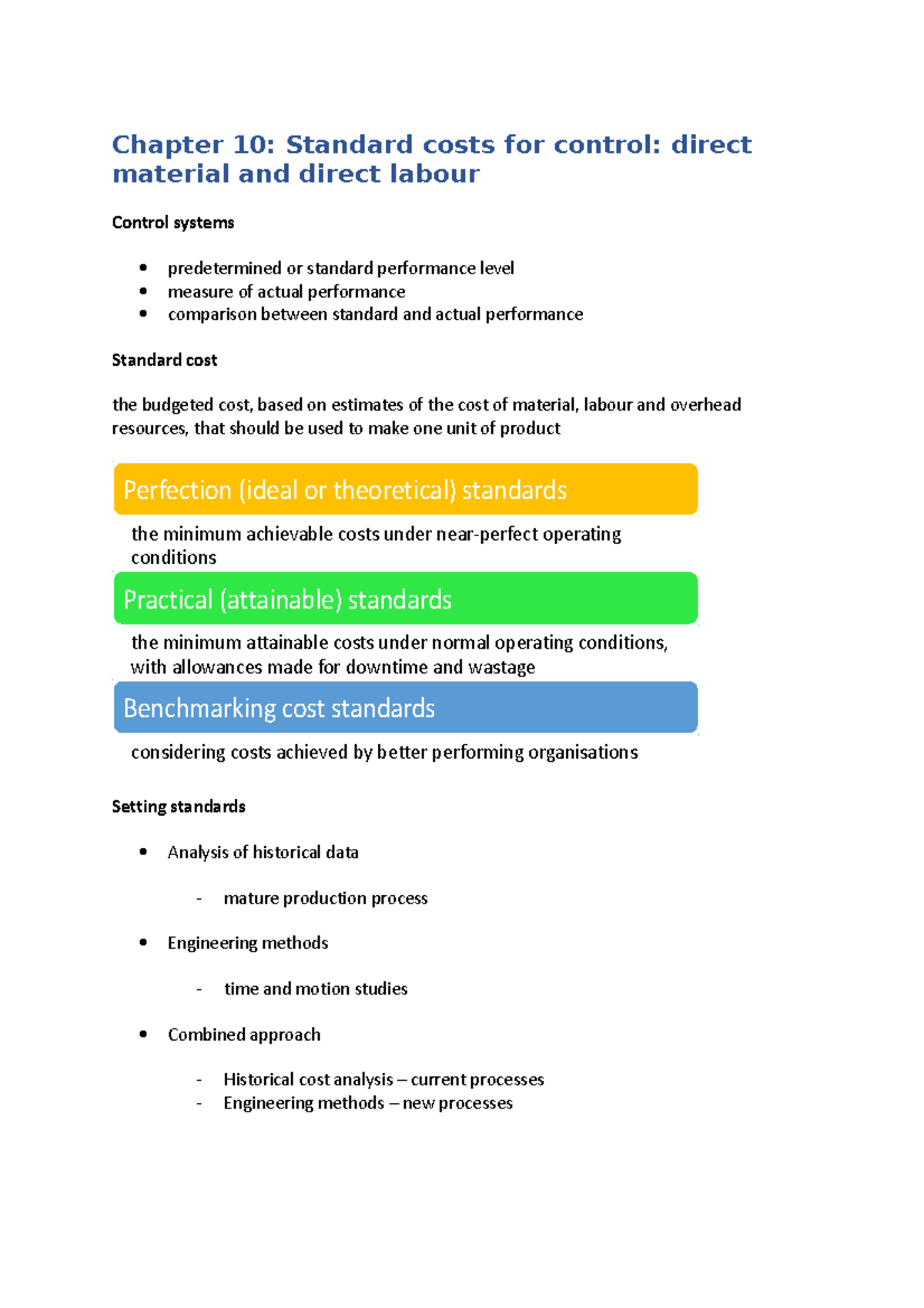 Management Accounting - Chapter 10 - Chapter 10: Standard costs for control: direct material and ...