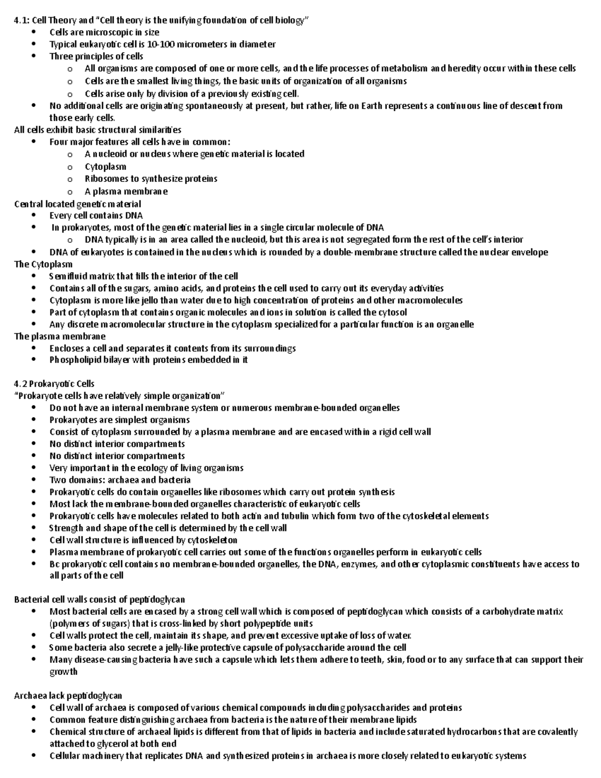 Cell Structure 1 Notes - Cell Theory, Prokaryotic Cells, Eukaryotic ...