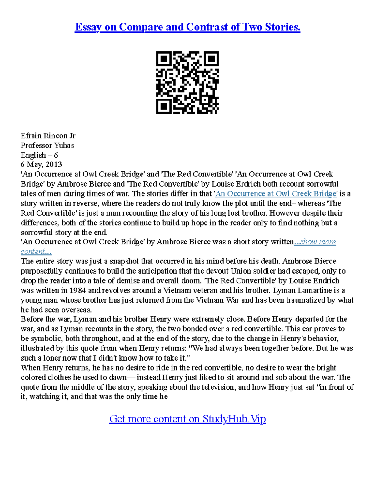 Conclusion For Compare And Contrast Essay Example - Essay on Compare ...