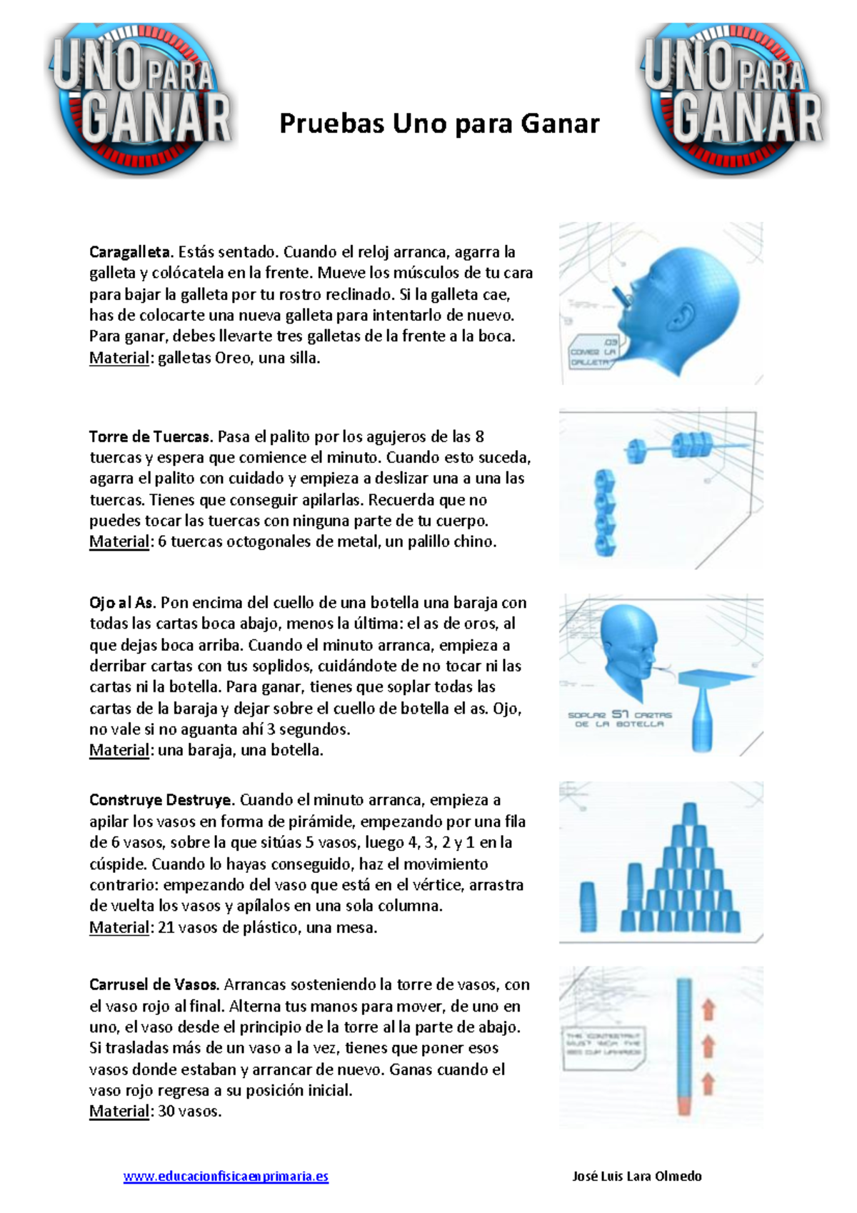 Pruebas uno para ganar - Pruebas Uno para Ganar Caragalleta. Estás sentado. Cuando el reloj ...