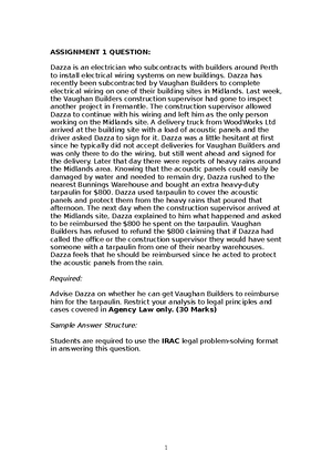 An Agency Law IRAC example - SAMPLE IRAC ANSWER Steve hires Nicole as ...