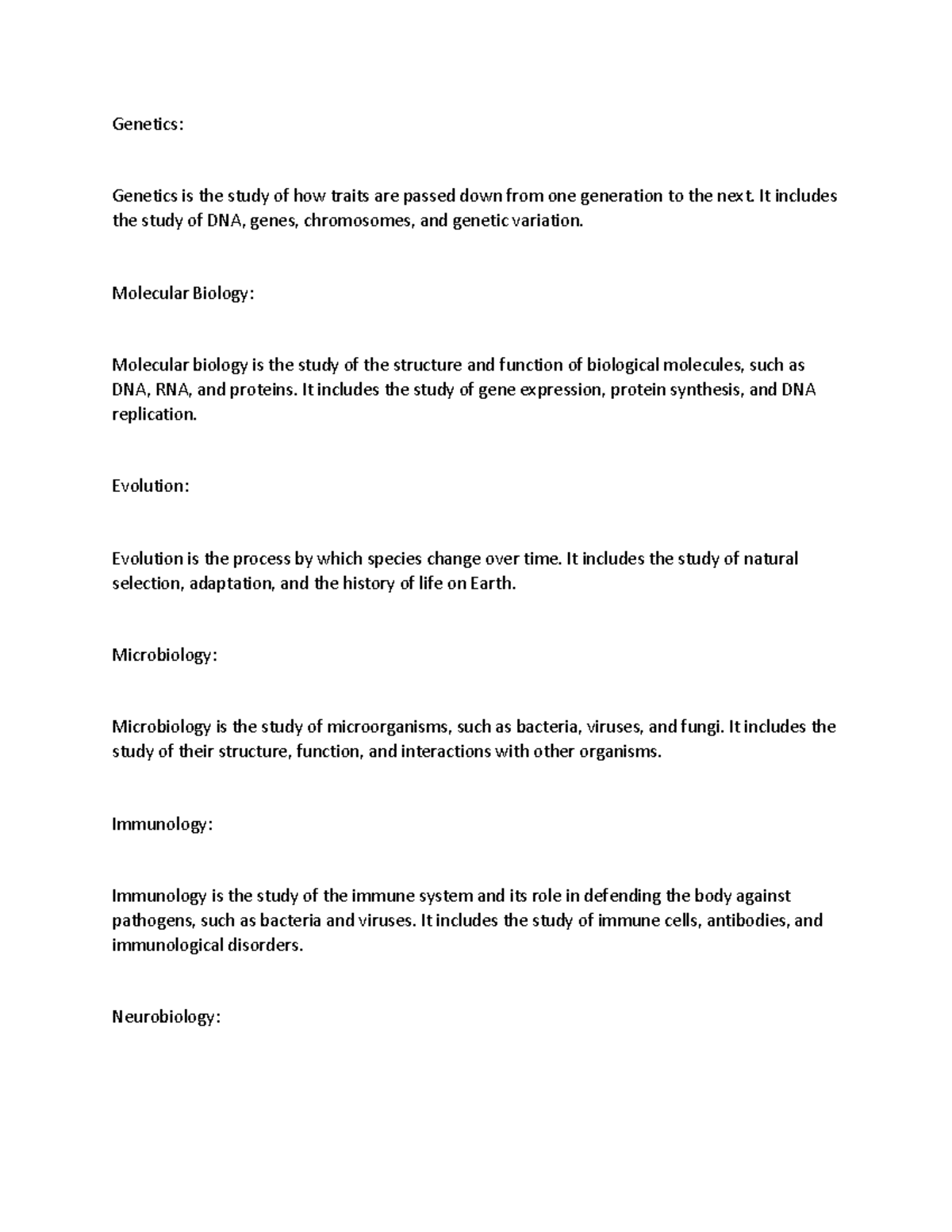 Bio - Bio - Genetics: Genetics is the study of how traits are passed ...