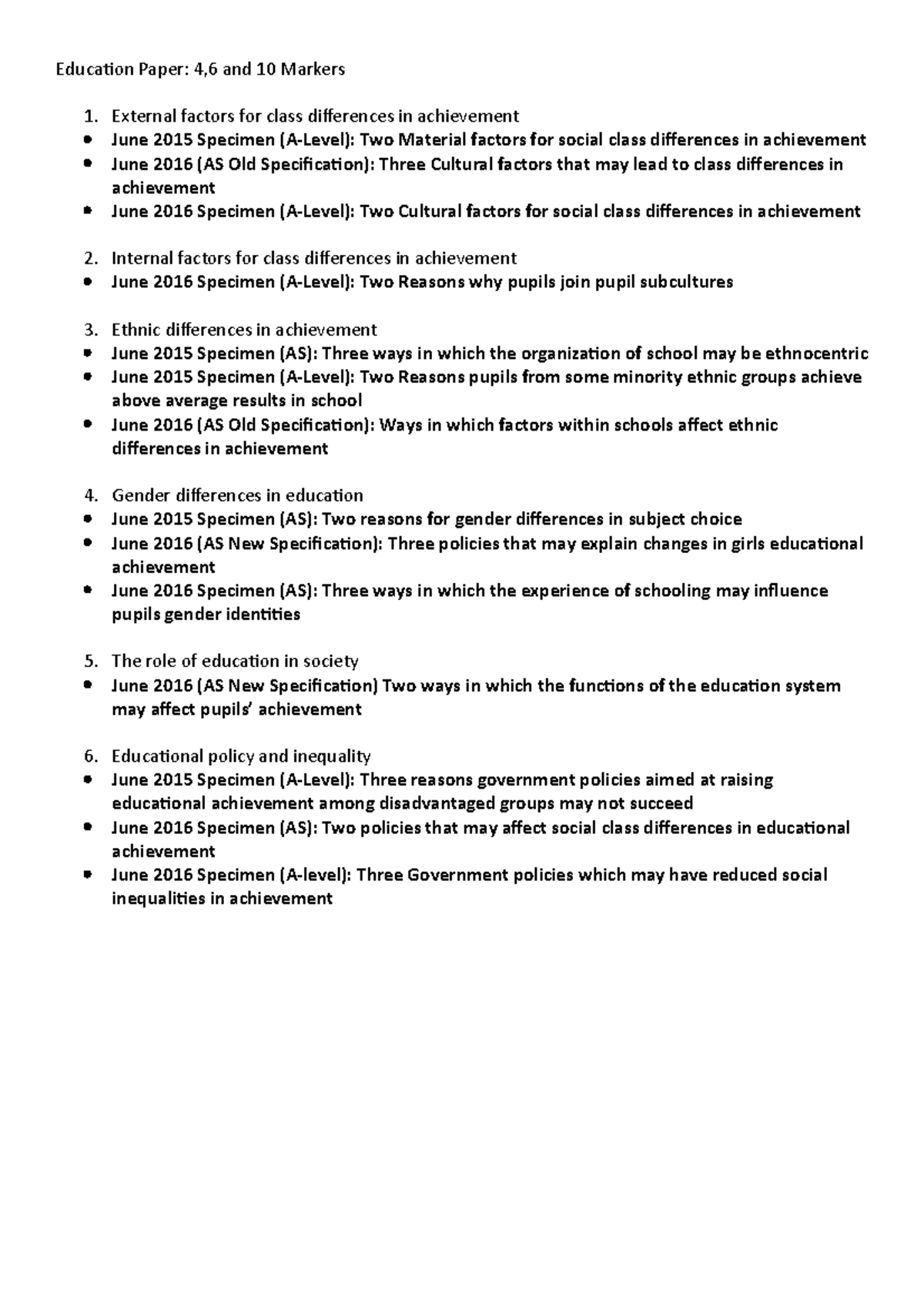 Education Small markers - Education Paper: 4,6 and 10 Markers 1 ...