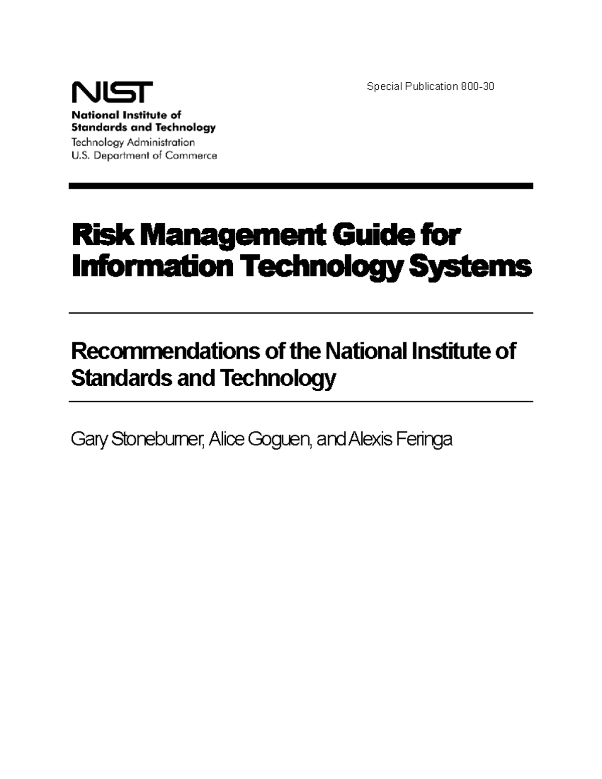 Nist800-30 - Nist risk management guide. - Risk Management Guide for ...