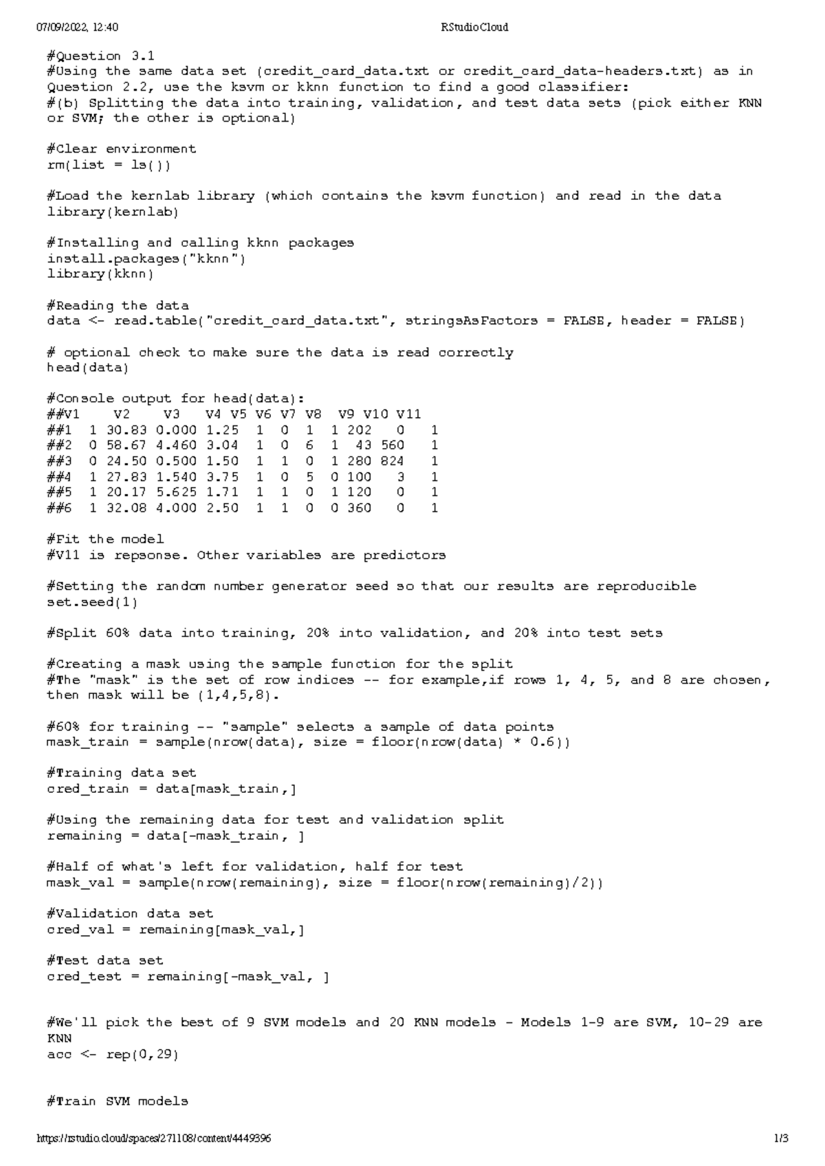 Soln HW 3.1.b - HW 3.1B Solution - 07/09/2022, 12:40 RStudio Cloud - Studocu