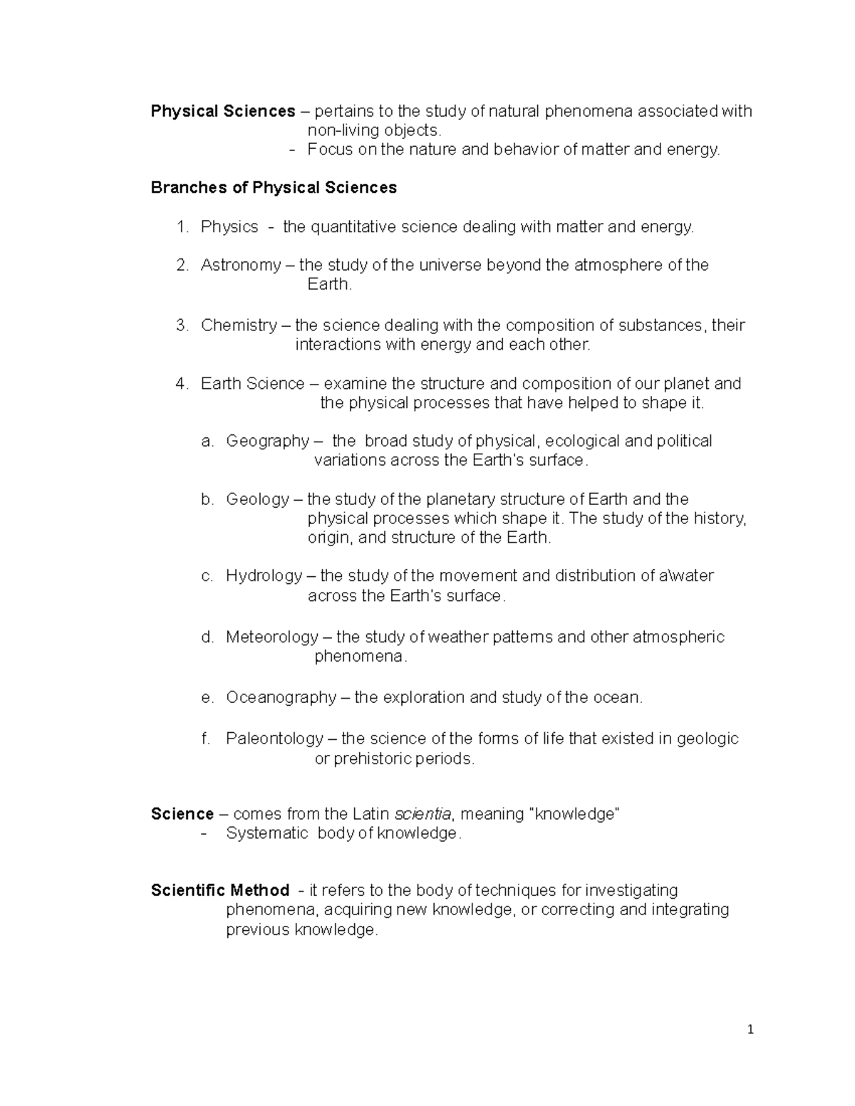 Physical-Sciences-notes - Physical Sciences – pertains to the study of ...