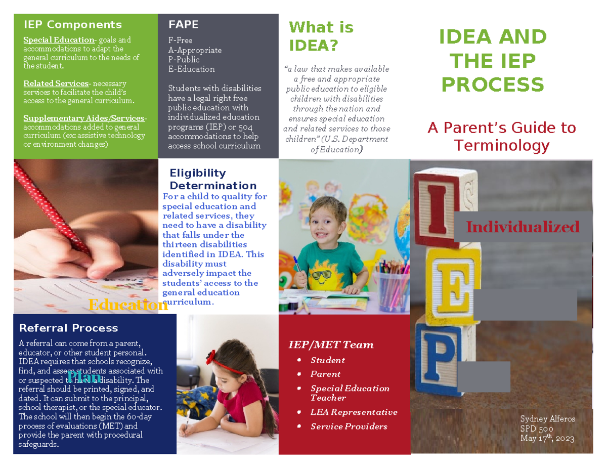 Sped brochure - IEP Components Special Education- goals and ...