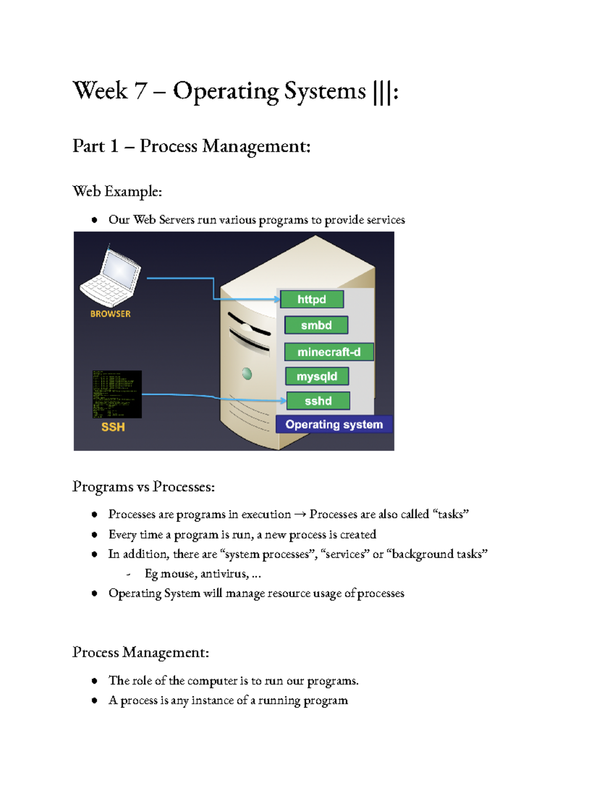 Web Systems Quiz 2 Quiz Notes For The Second Quiz Week 7 Operating Systems Part 1