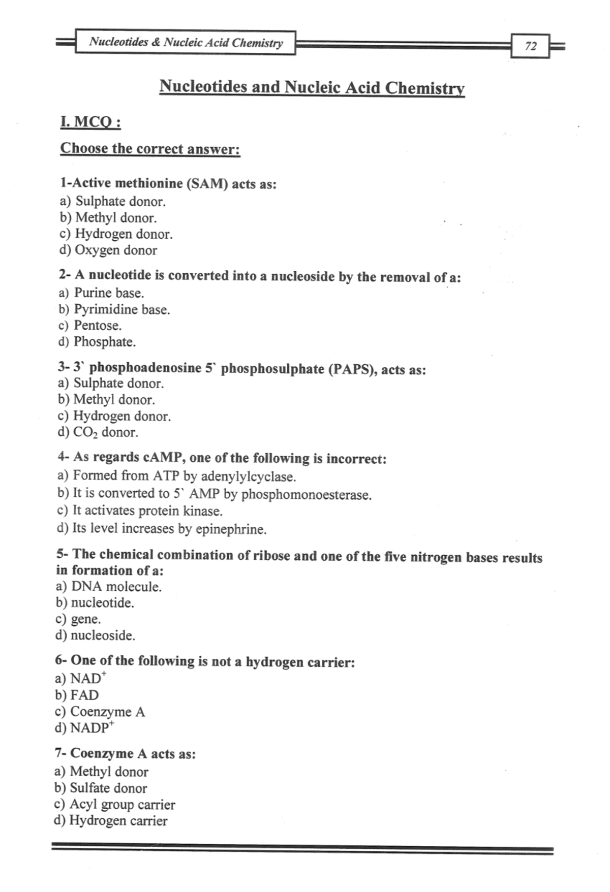 Medical Biochemistry and Molecular Biology Questions and answers for ...