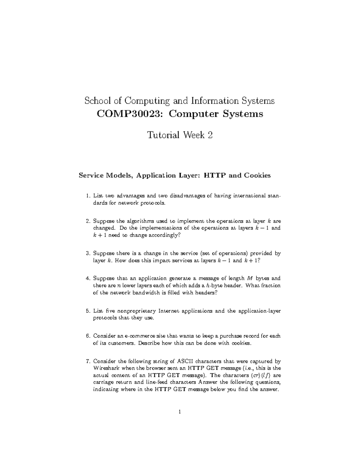 Tutorial-2-questions - School of Computing and Information Systems COMP30023: Computer Systems ...