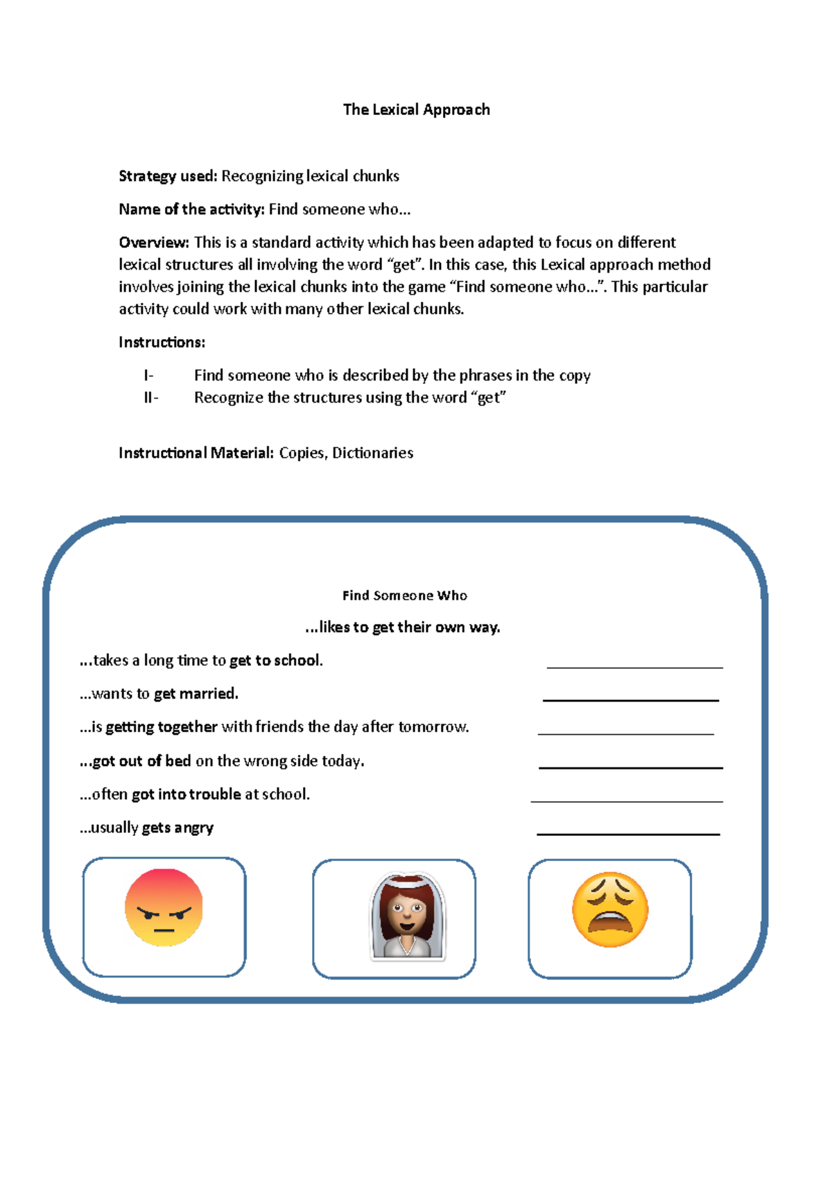 The Lexical Based Approach Activity - The Lexical Approach Strategy ...