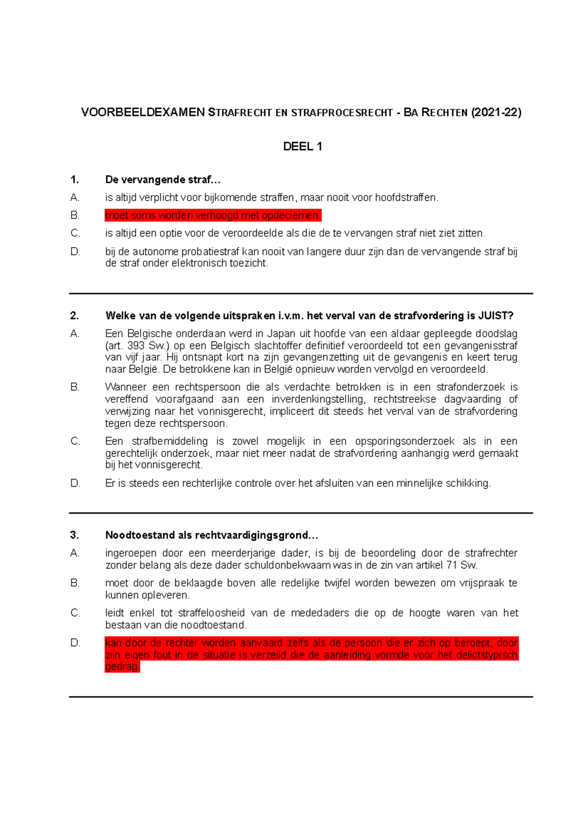 Voorbeeldexamen zonder antwoorden - VOORBEELDEXAMEN STRAFRECHT EN ...