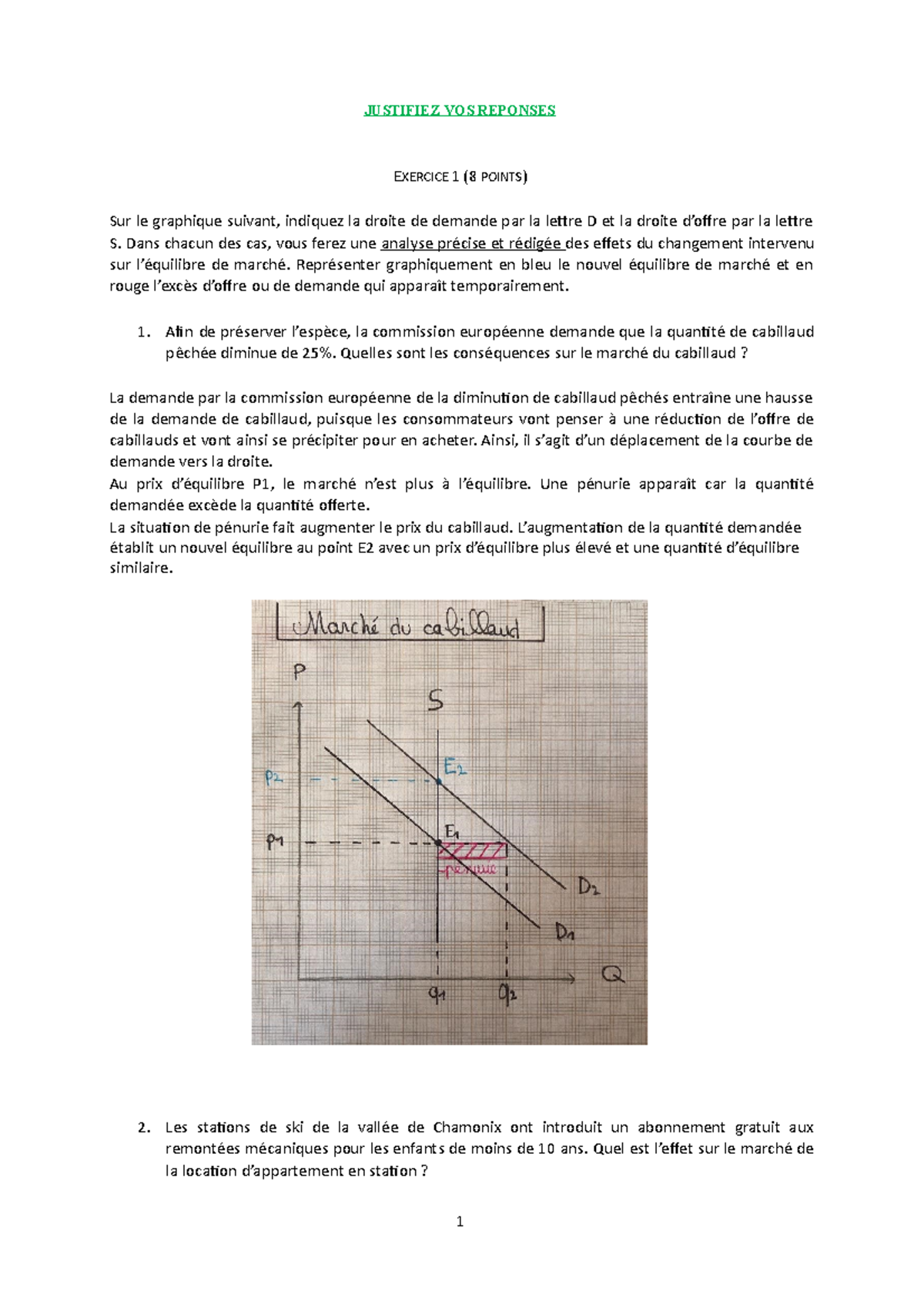 Devoir maison - pour s2 - JUSTIFIEZ VOS REPONSES EXERCICE 1 (8 POINTS ...