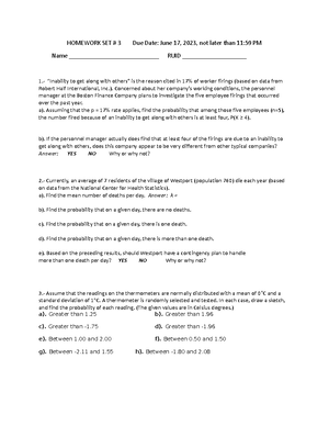 Homework Set 2 - Blah - HOMEWORK SET # 2 Due Date: June 12, 2023, not ...