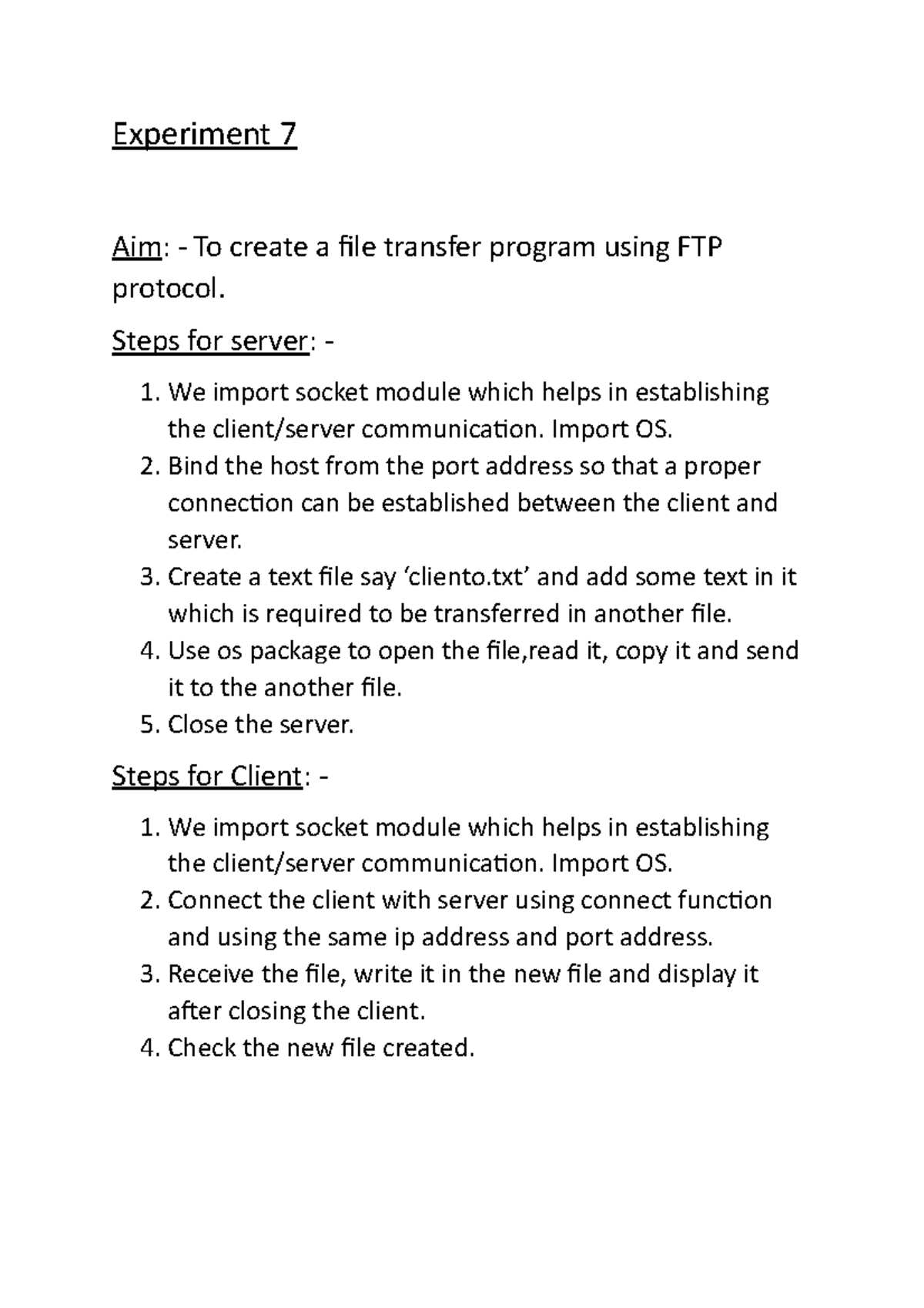 Experiment 7 - Important practical - Computer Networks - Studocu