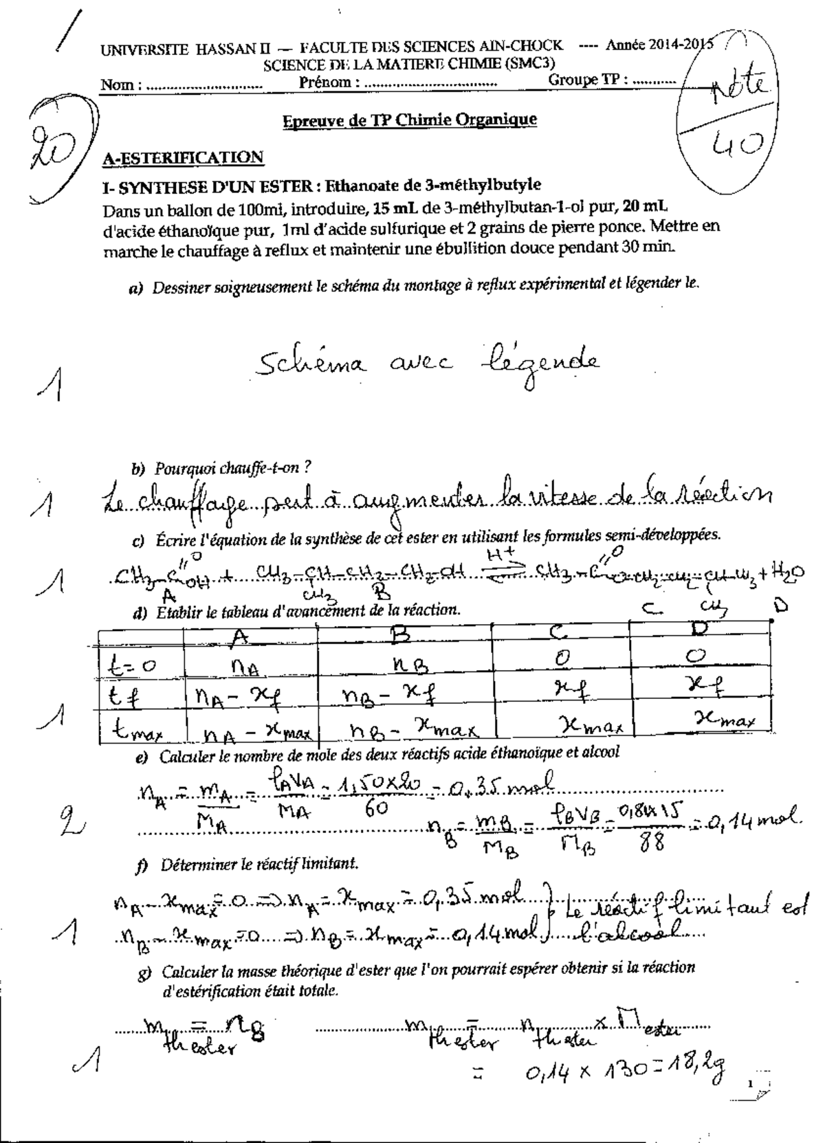 EXAMEN TP de chimie organique - /zyxwvutsrqponmlkjihgfedcbaZYXWVUTSRQPONMLKJIHGFEDCBA Epreuve de ...