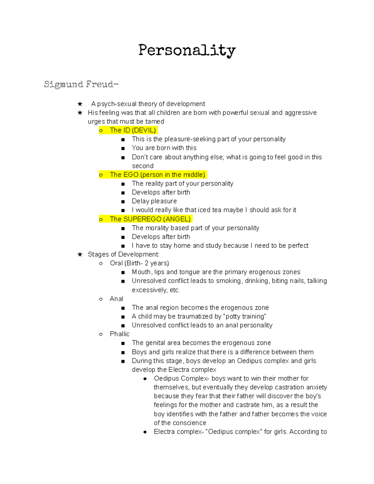 Personality Development: Freud's Theory and Stages - Studocu
