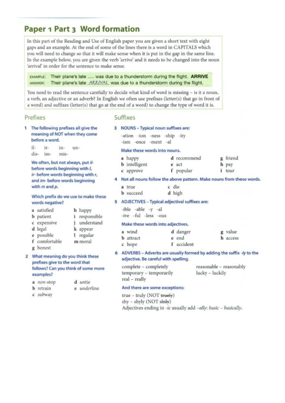 Part 3 Word formation - lengua inglesa - Studocu