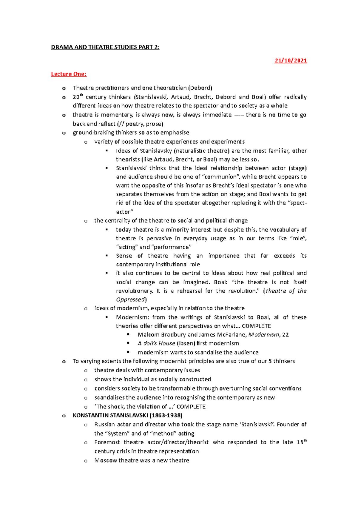 Drama and theatre studies part 2 - DRAMA AND THEATRE STUDIES PART 2: 21 ...