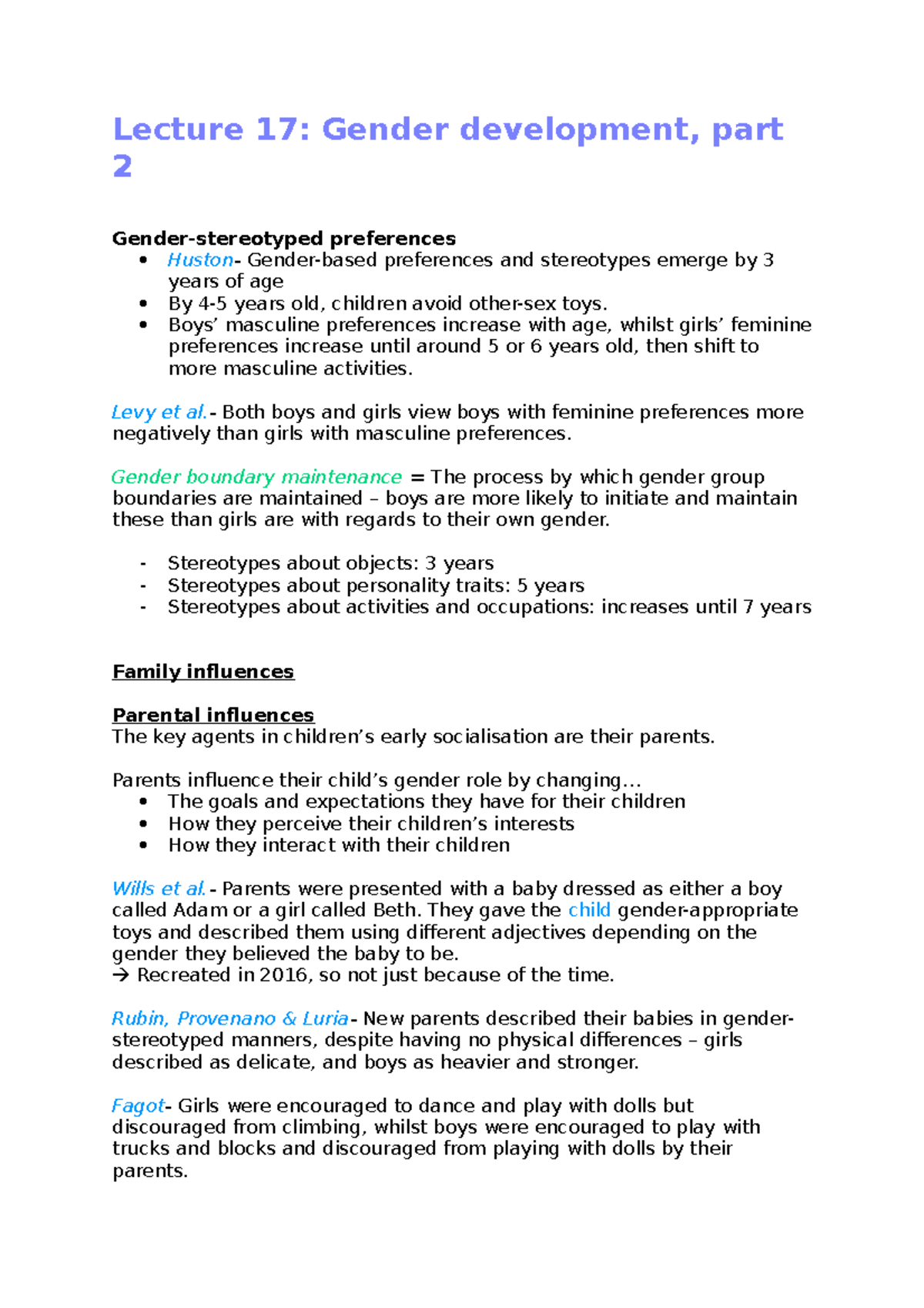 Lecture 17- Gender development, part 2 - Lecture 17: Gender development ...