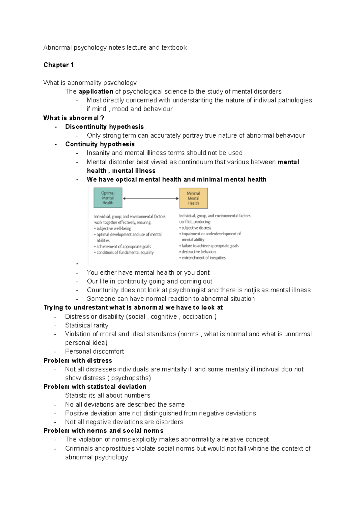 Abnormal psychology notes lecture and textbook - Studocu
