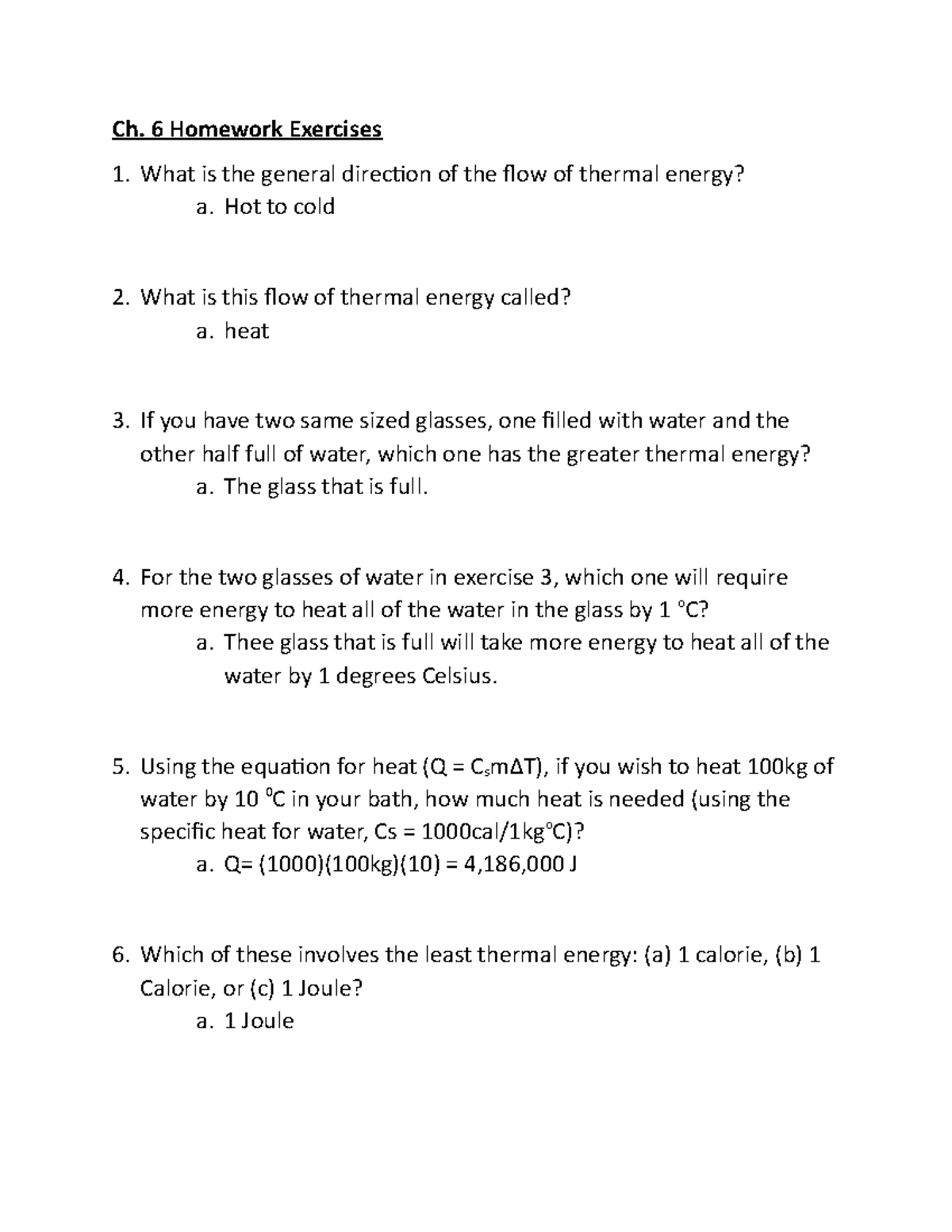 Chapter 6 homework - Ch. 6 Homework Exercises What is the general ...