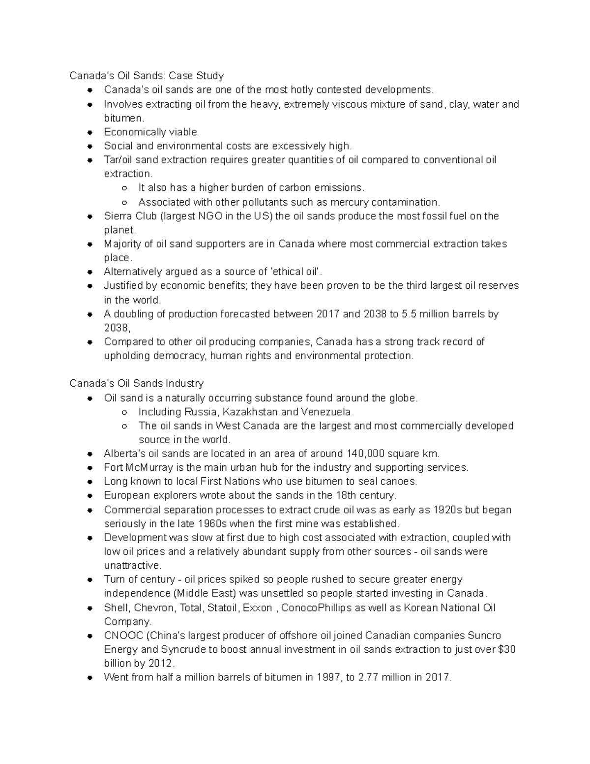 CSR and Ethics - Canada's Oil Sands Case Study - Canada’s Oil Sands ...
