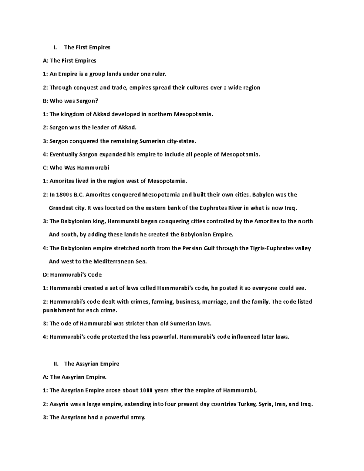4.2 outline notes - Copy - I. The First Empires A: The First Empires 1 ...
