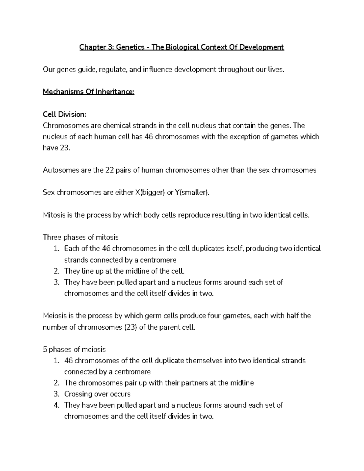 Chapter 3 Genetics - The Biological Context Of Development (Textbook ...