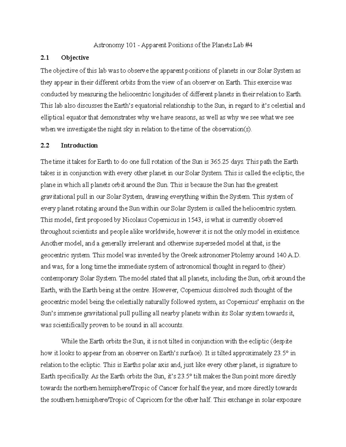 UVIC Astro 101 Lab 4 - Fourth lab of five for ASTR101 - Astronomy 101 ...