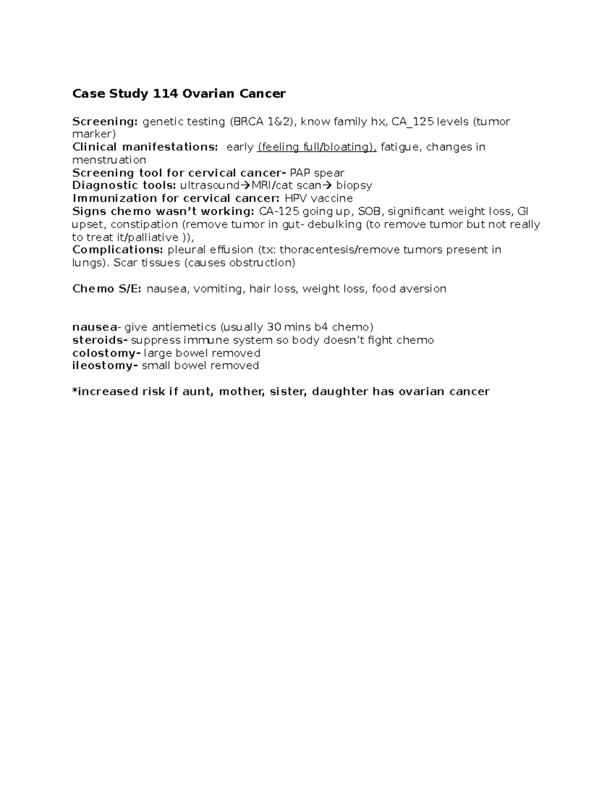 Case Study 114 Ovarian Cancer - Case Study 114 Ovarian Cancer Screening ...