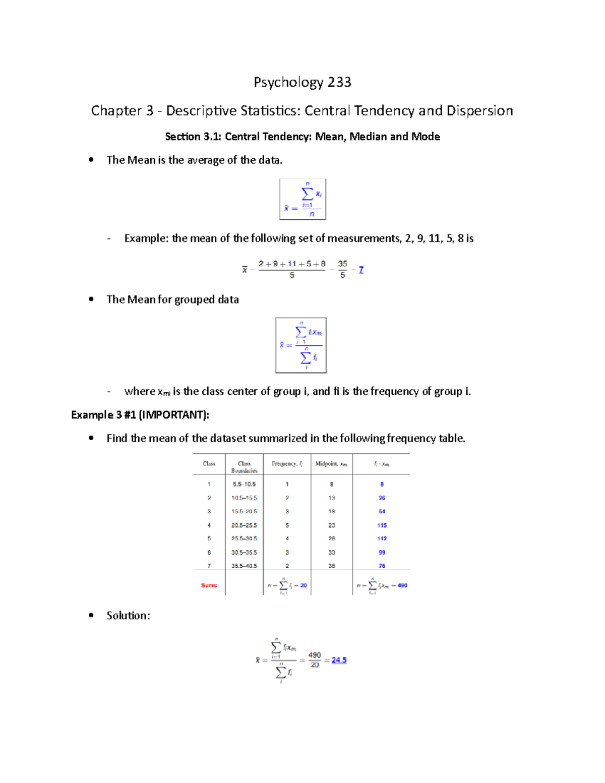 Chapter 3 - Descriptive Statistics - Central Tendency and Dispersion ...