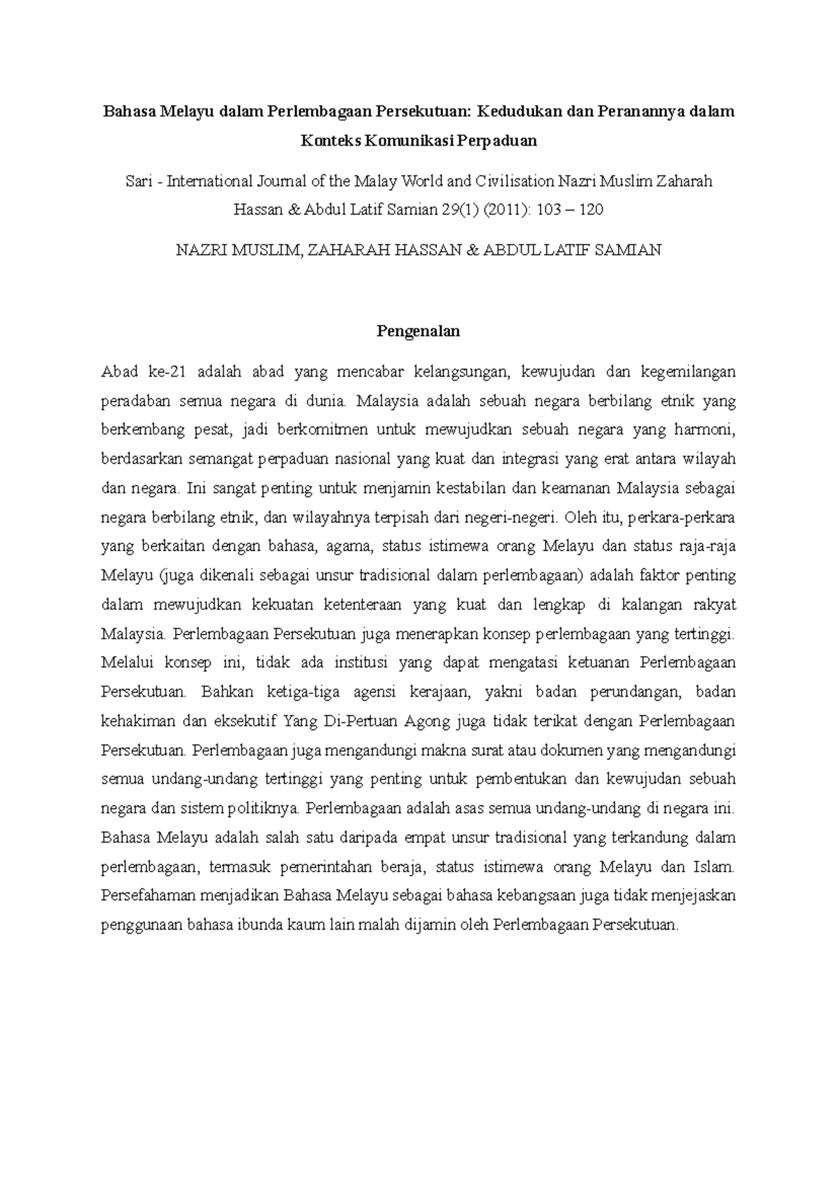 Ulasan Artikel It Is An Article Review From A Malay Language Written