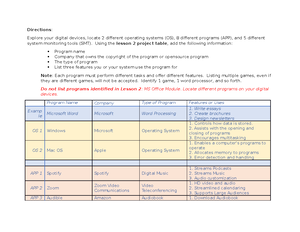CIS 105 lesson 4 - project - Type the following information for the ...