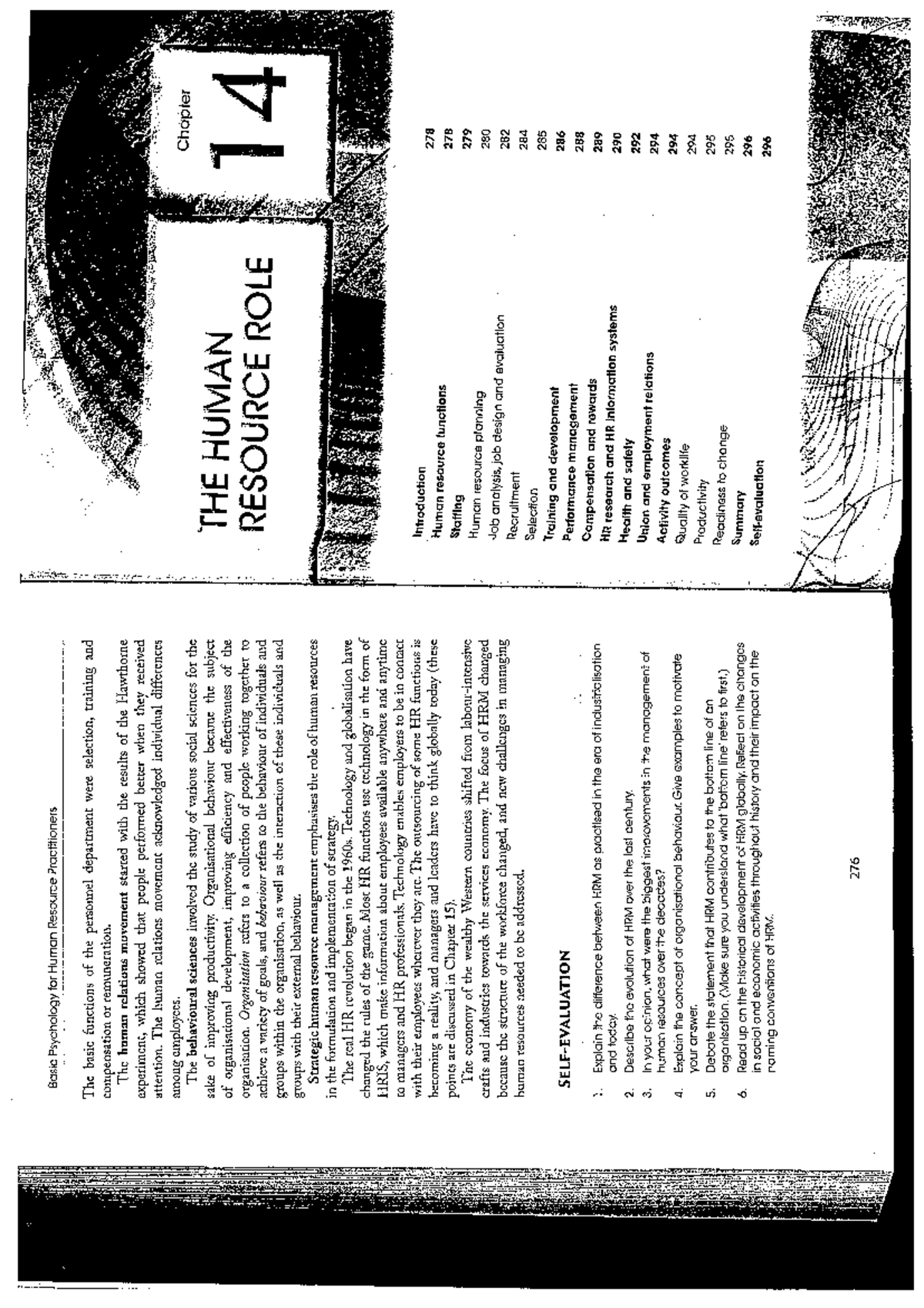 The HR role Chapter 14 - Past exam papers - Basic Psychology for Human ...