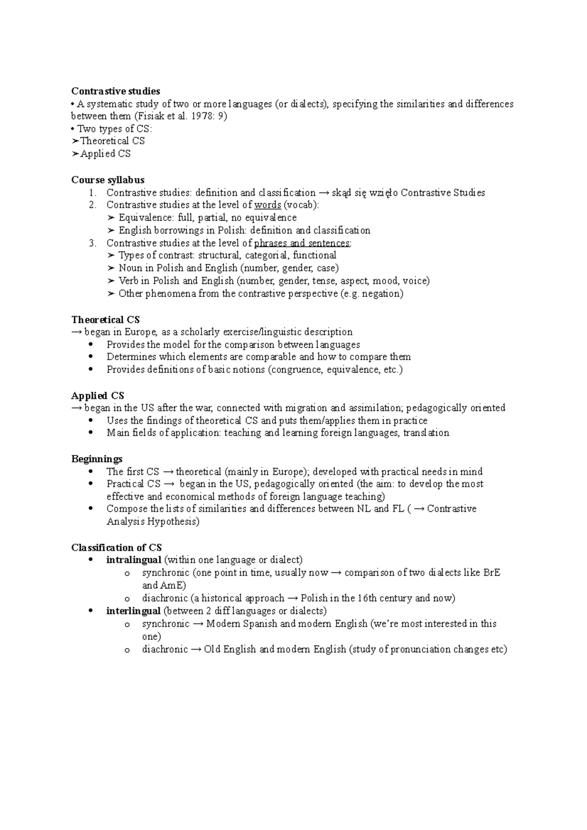 Contrastive studies introduction - Contrastive studies • A systematic ...