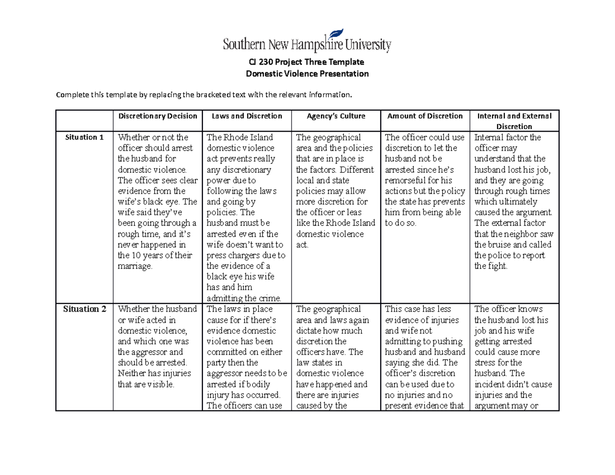 CJ 230 Project Three - Discretionary Decision Laws and Discretion ...
