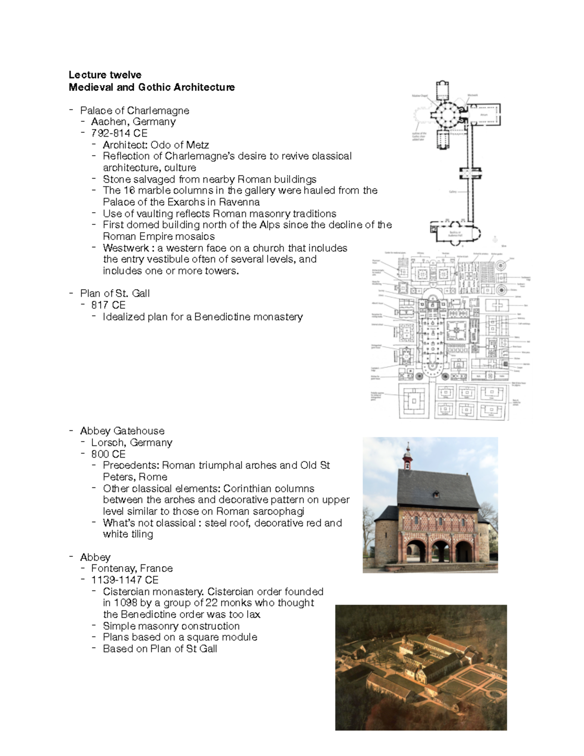 ARCH 211 Lecture Twelve - Lecture twelve Medieval and Gothic ...