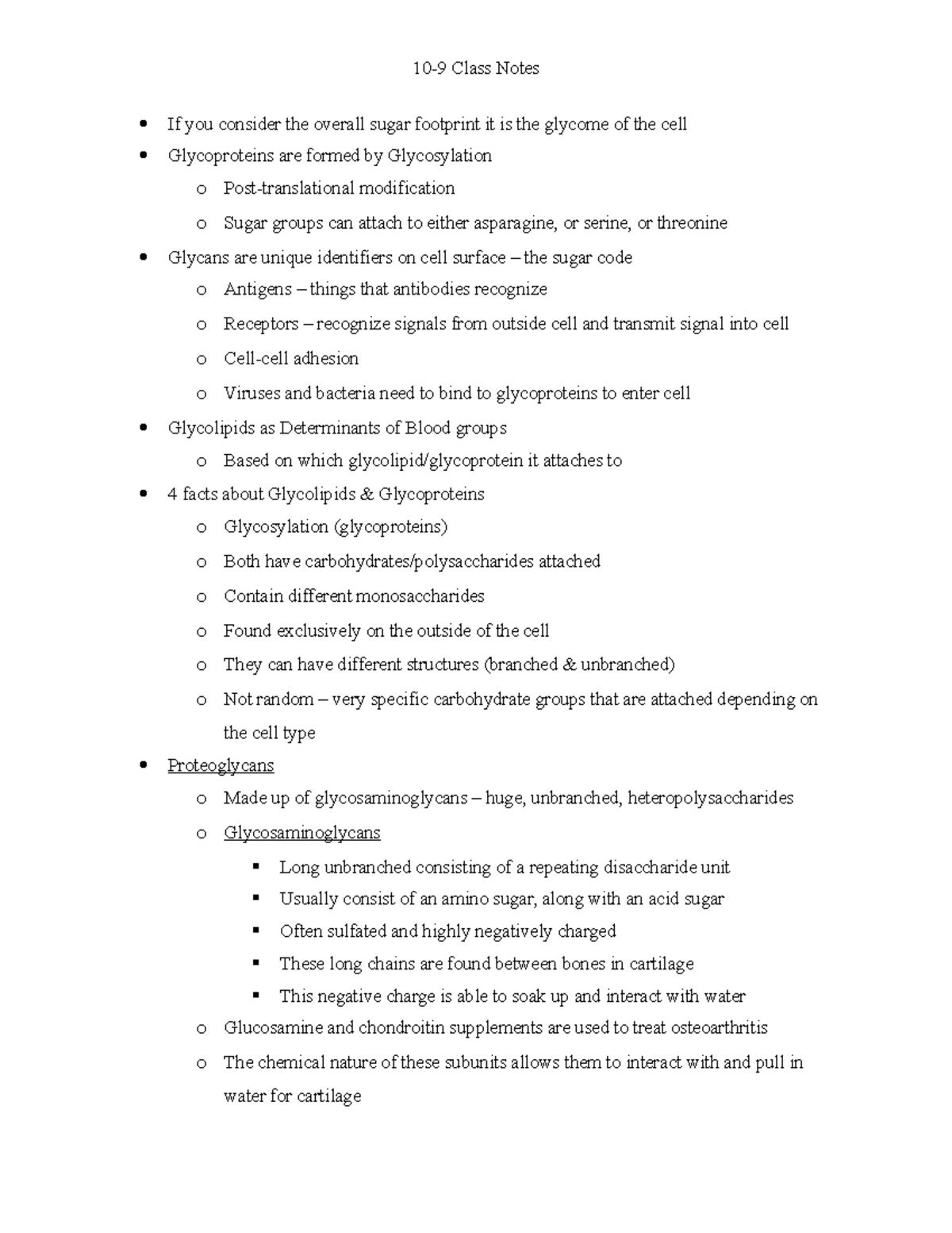 10-9 Notes - 10-9 Class Notes If you consider the overall sugar ...
