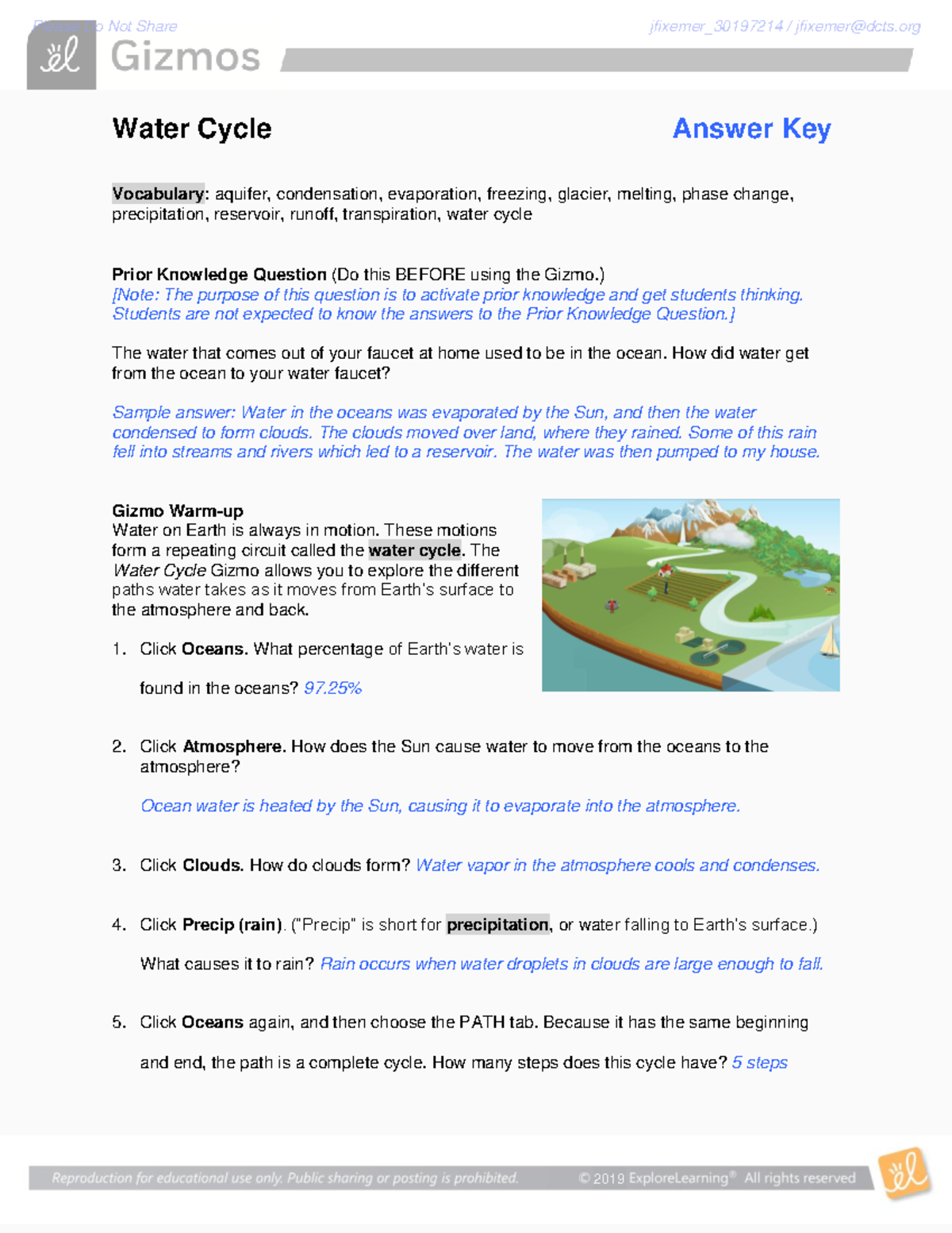 Water gizmo answer keys - 2019 Water Cycle Answer Key Vocabulary ...