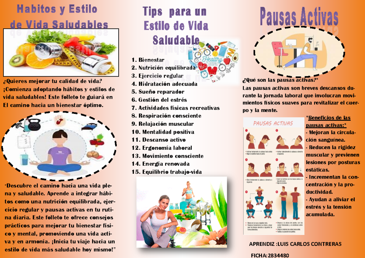 Folleto Habitos Y Estilosde VIDA Saludables - ¿Quieres mejorar tu calidad de vida? ¡Comienza ...